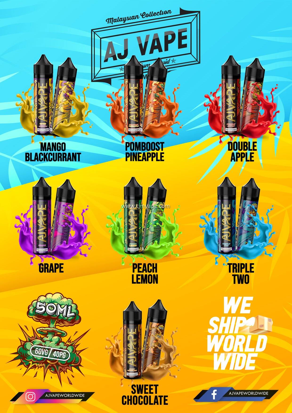 AJ VAPE : PEACH LEMON 50ML