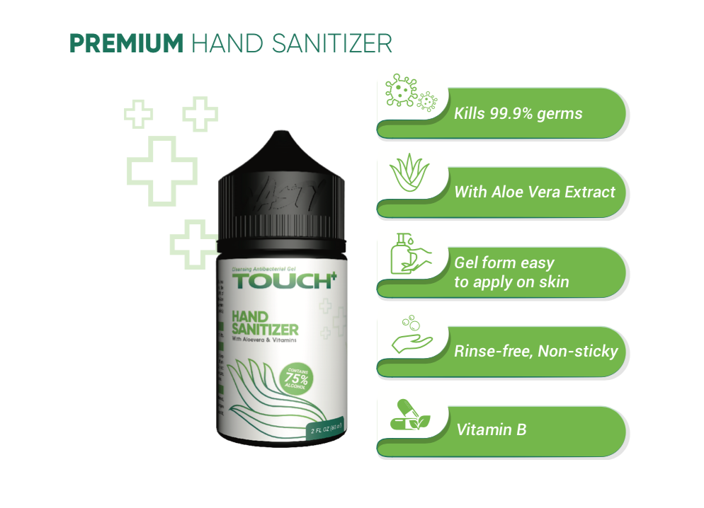 COVID19 - TOUCH+ HAND SANITIZER WITH ALOEVERA & VITAMIN 60ML